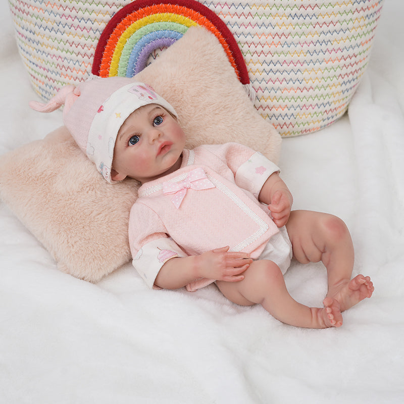 Cloveray Lifelike Silicone Infant Girl Baby Dolls 12-Inch